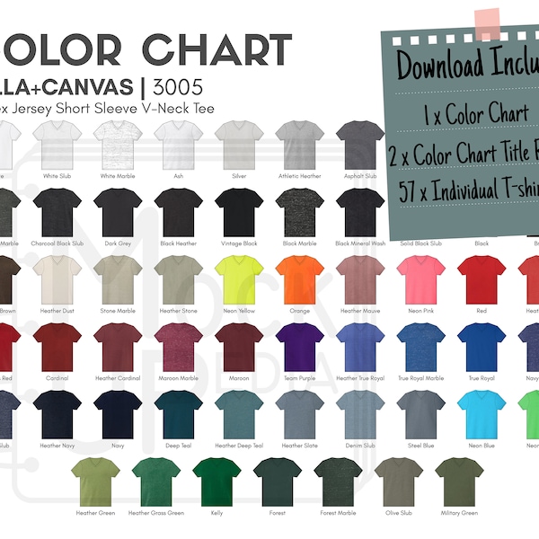 Bella Canvas 3005 Color Chart - Etsy