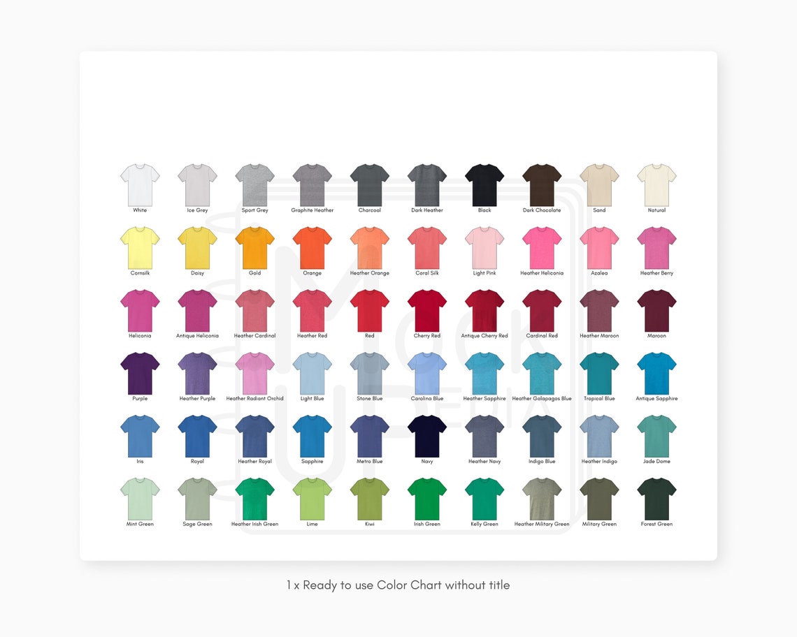 Gildan 64000 Adult T-shirt Color Chart | Gildan 64000 Softstyle Unisex ...