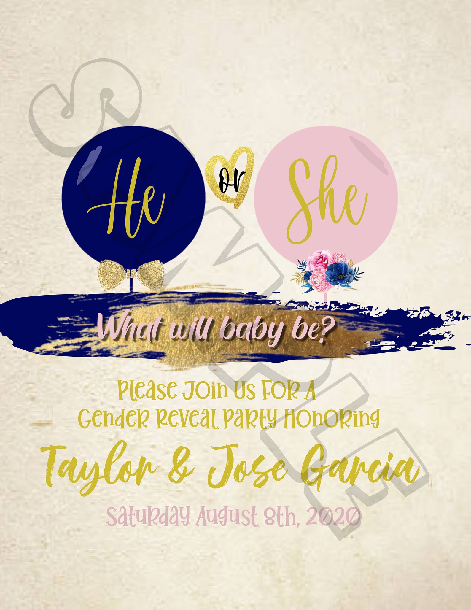 Digital Gender Reveal Invitation Etsy