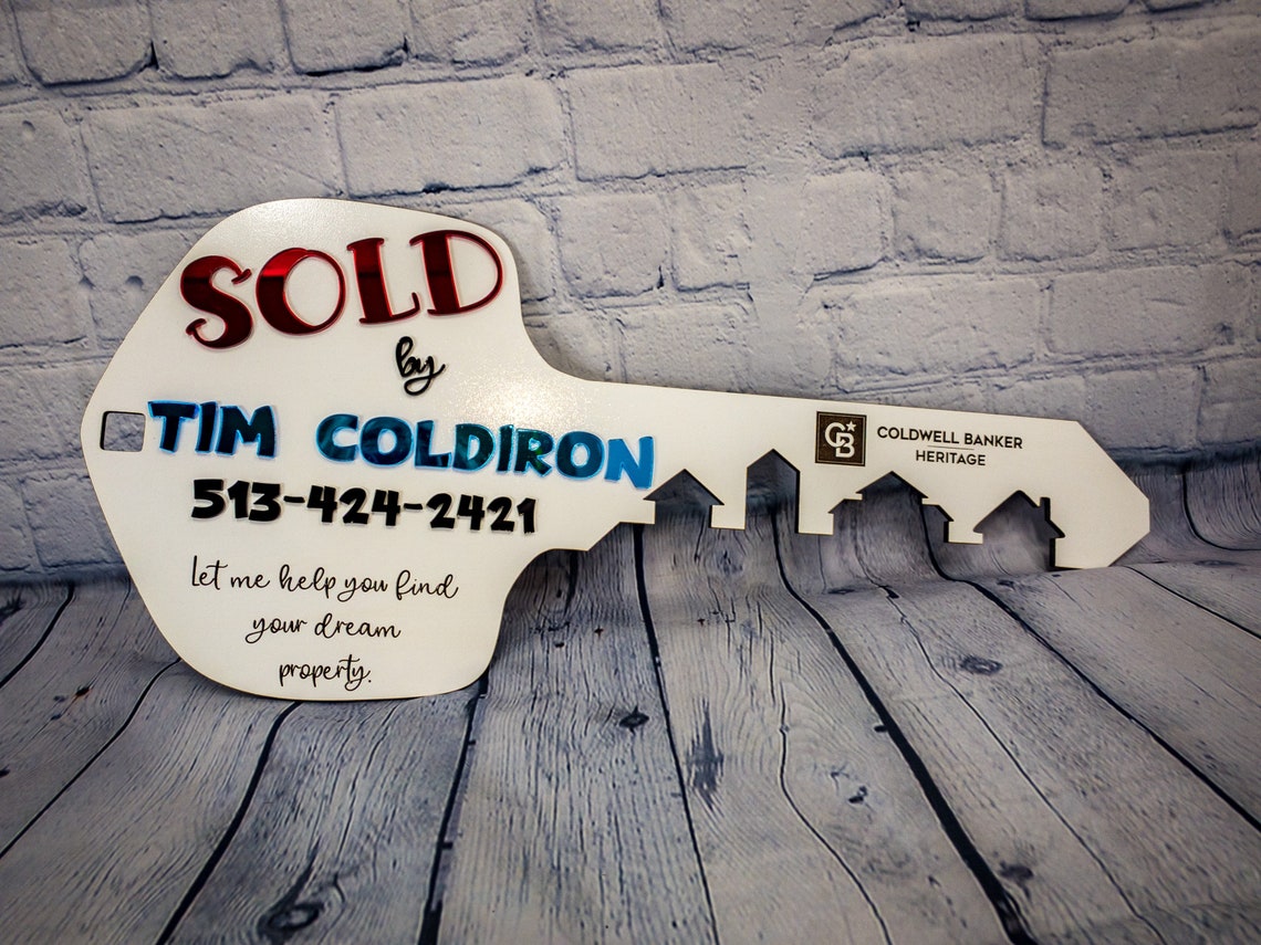 Realtor Personalized Key Sold Sign Wood and Acrylic SOLD - Etsy