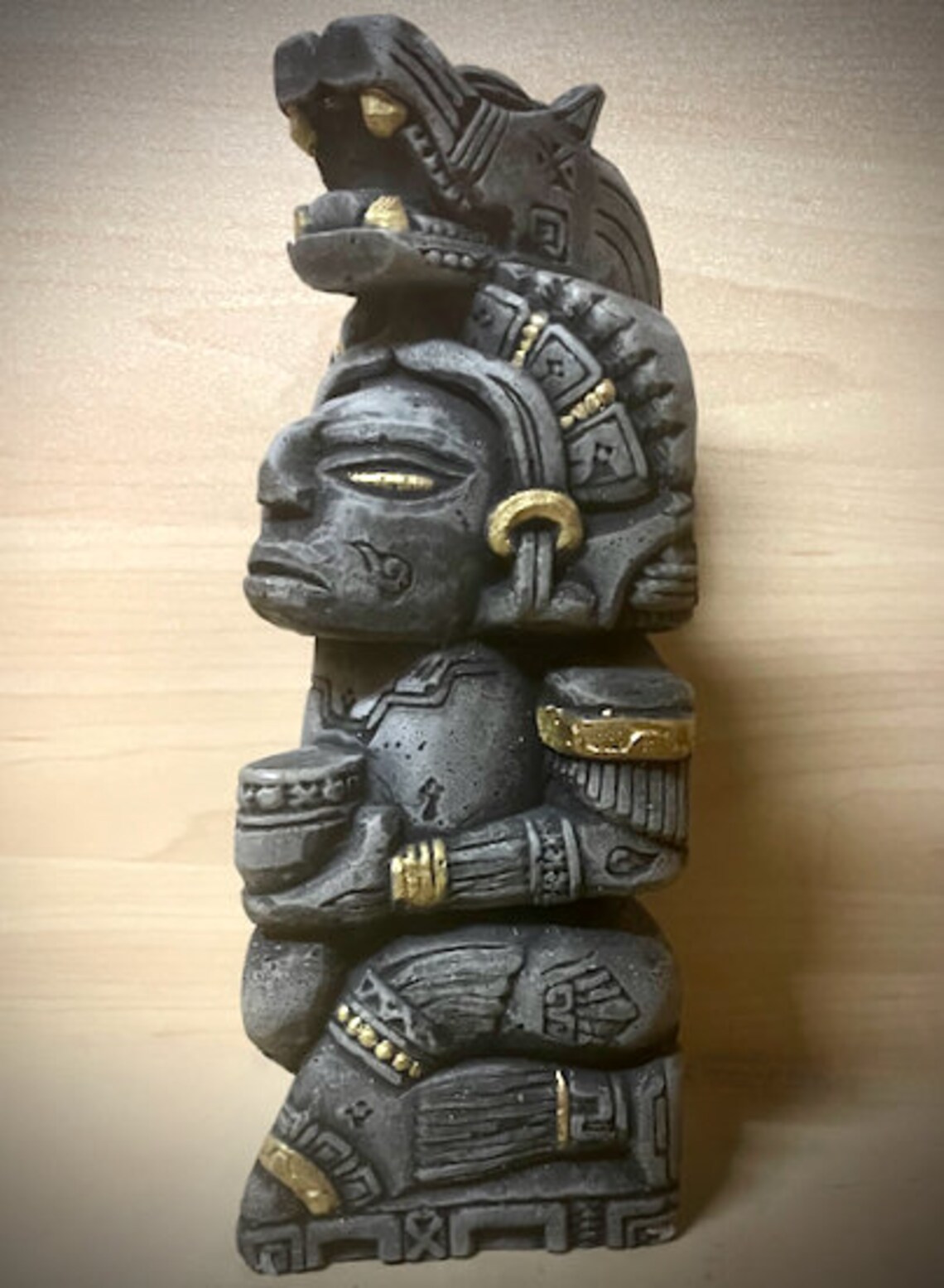 JAGUAR WARRIOR RESIN Faux Stone Mayan Aztec Protective Guardian 8 Inch ...