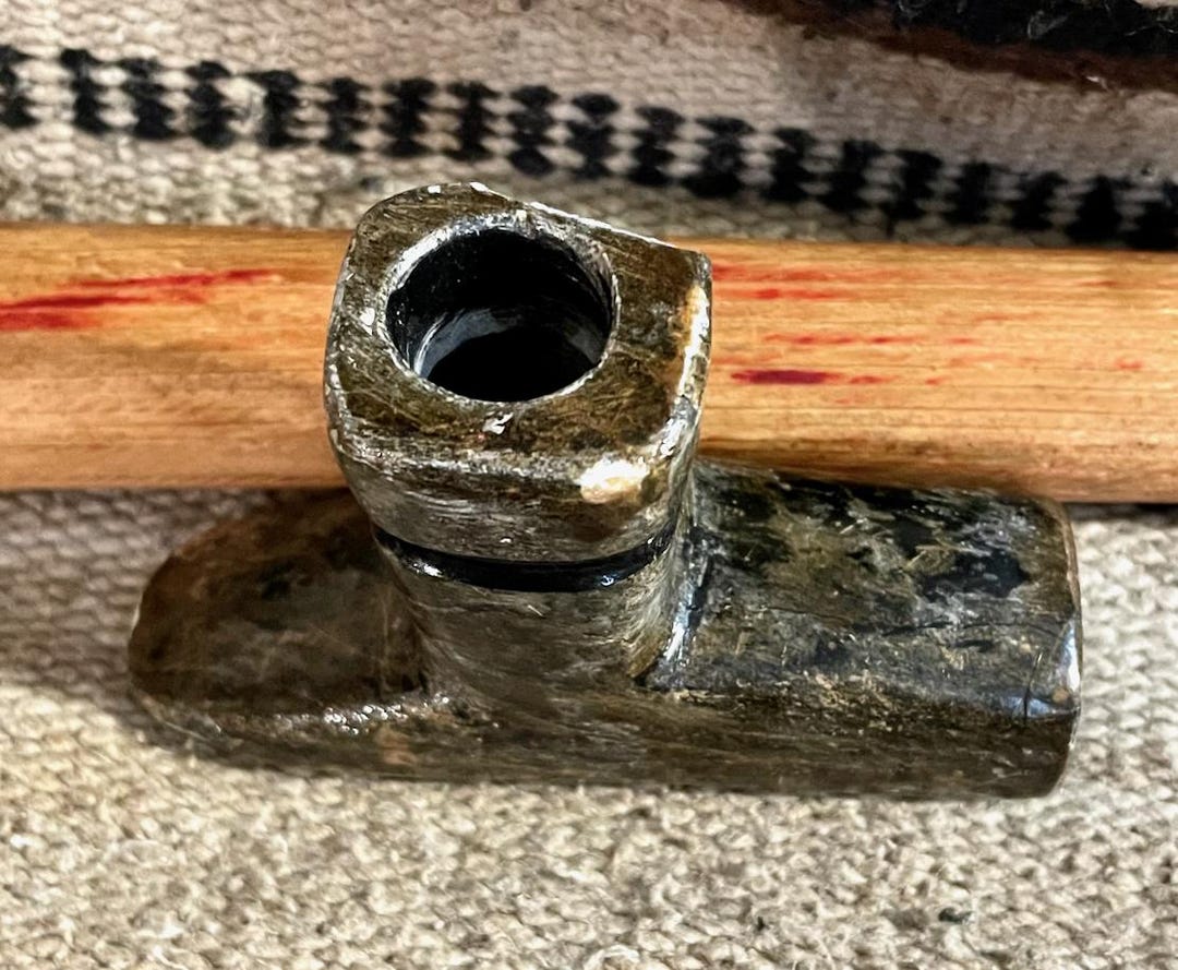 NATIVE AMERICAN STYLE Peace Pipe With Stone Bowl & Wooden Stem 16 1/2 ...