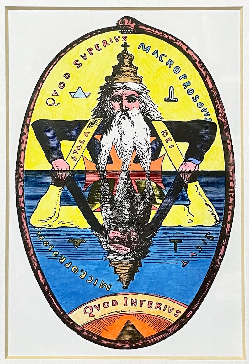 ELIPHAS LEVI HERMETIC Macroprosopus Microprosopus Hand-colored Print ...