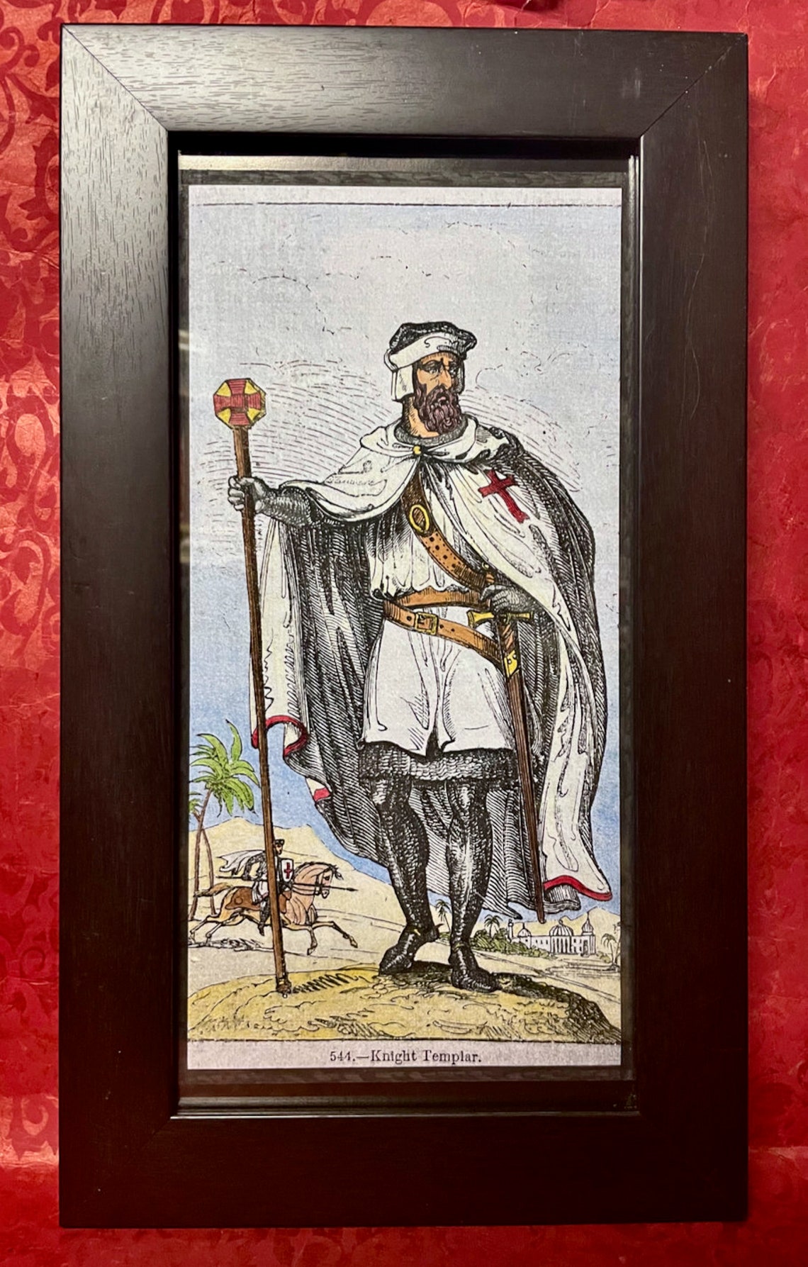 KNIGHT TEMPLAR FRAMED Hand-colored Modern Print From 1848 Original ...