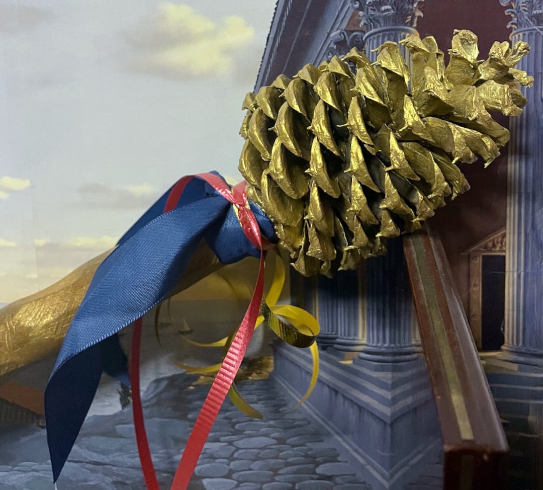 THYRSUS WAND BACCHIC Dionysian Rod Wooden Shaft With Large Real Pine ...