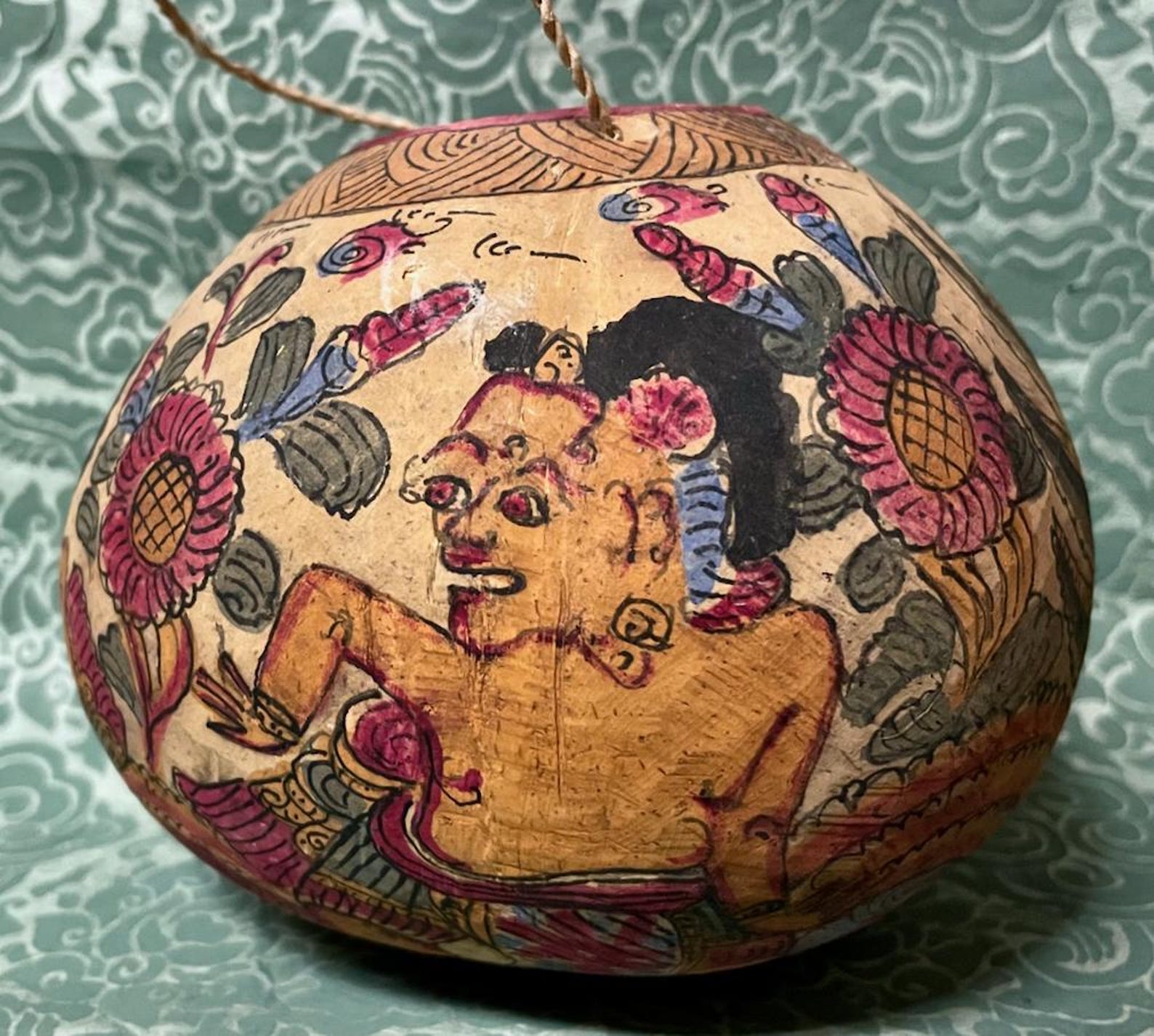 SOUTHEAST ASIAN GOURD Hand-painted With Two Men Fleeing a Demon Age ...