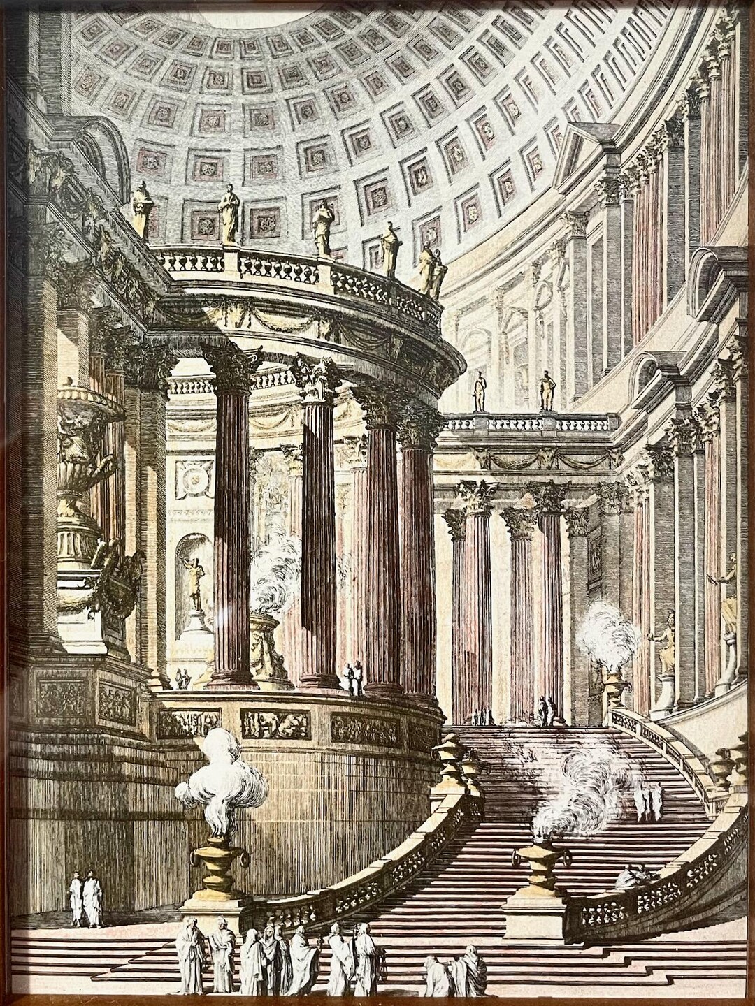 ANCIENT ROMAN TEMPLE of Vesta in an Antique Circa 1950 Wooden Gilt ...