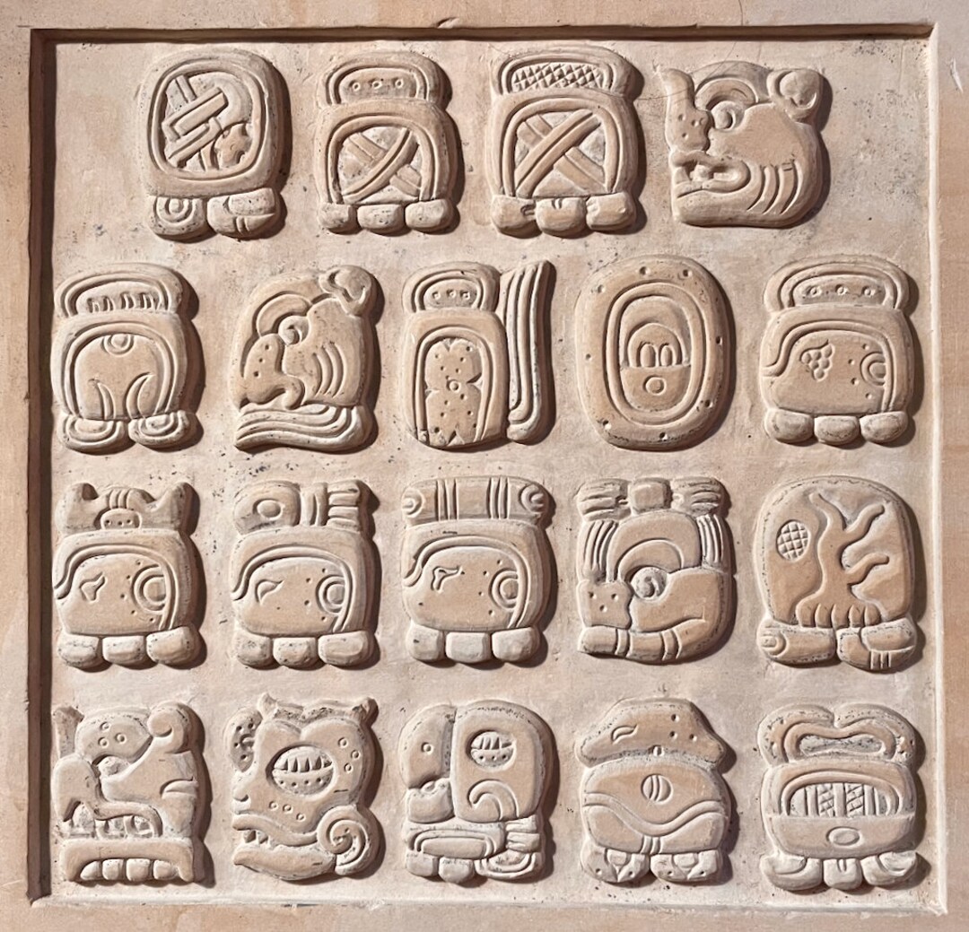 MONTH GLYPHS of the MAYAN Calendar on a Clay Wall Tablet Plaque Mexican ...