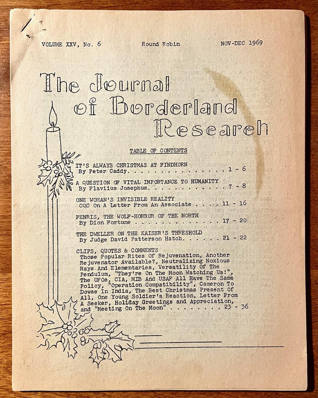 JOURNAL of BORDERLAND RESEARCH With Article by Dion Fortune Nov-dec ...