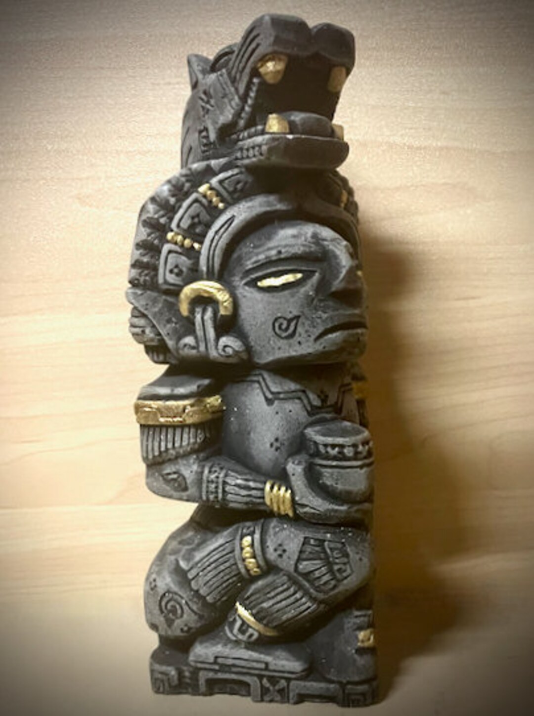 JAGUAR WARRIOR RESIN Faux Stone Mayan Aztec Protective Guardian 8 Inch ...