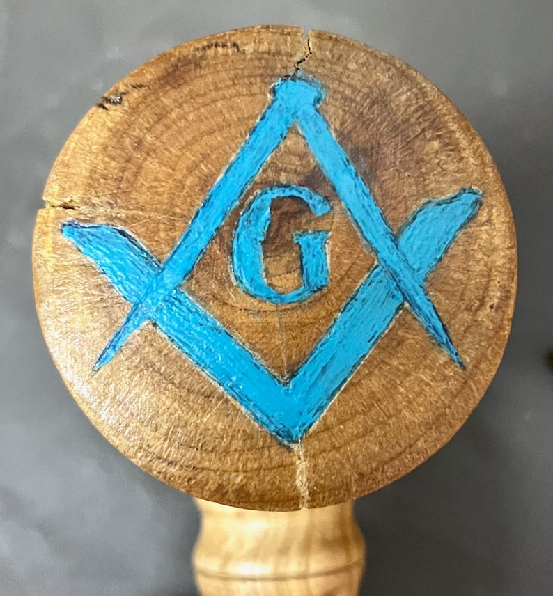 WOODEN MASONIC GAVEL With Hand-made Square & Compasses 8 1/2 Inches ...