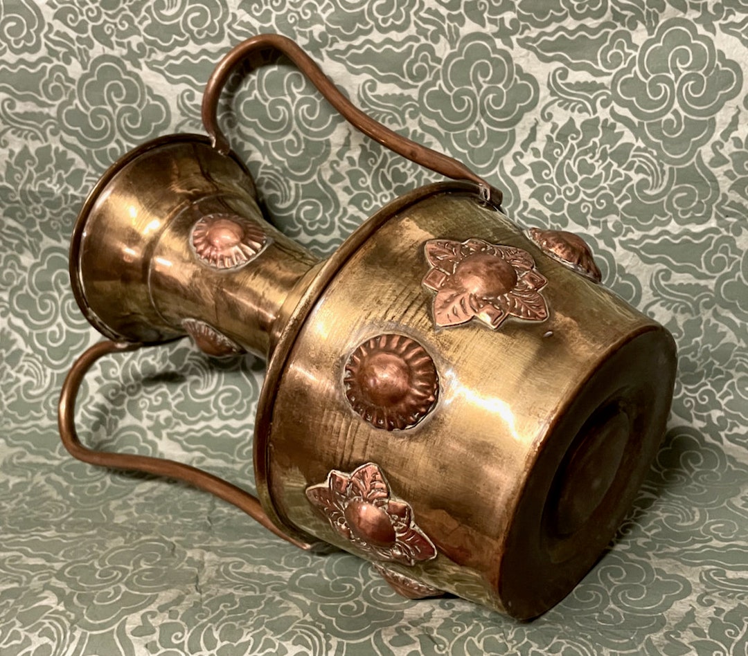 ANTIQUE BRASS & COPPER Pitcher Vase Hand-made Art Deco Arts and Crafts ...