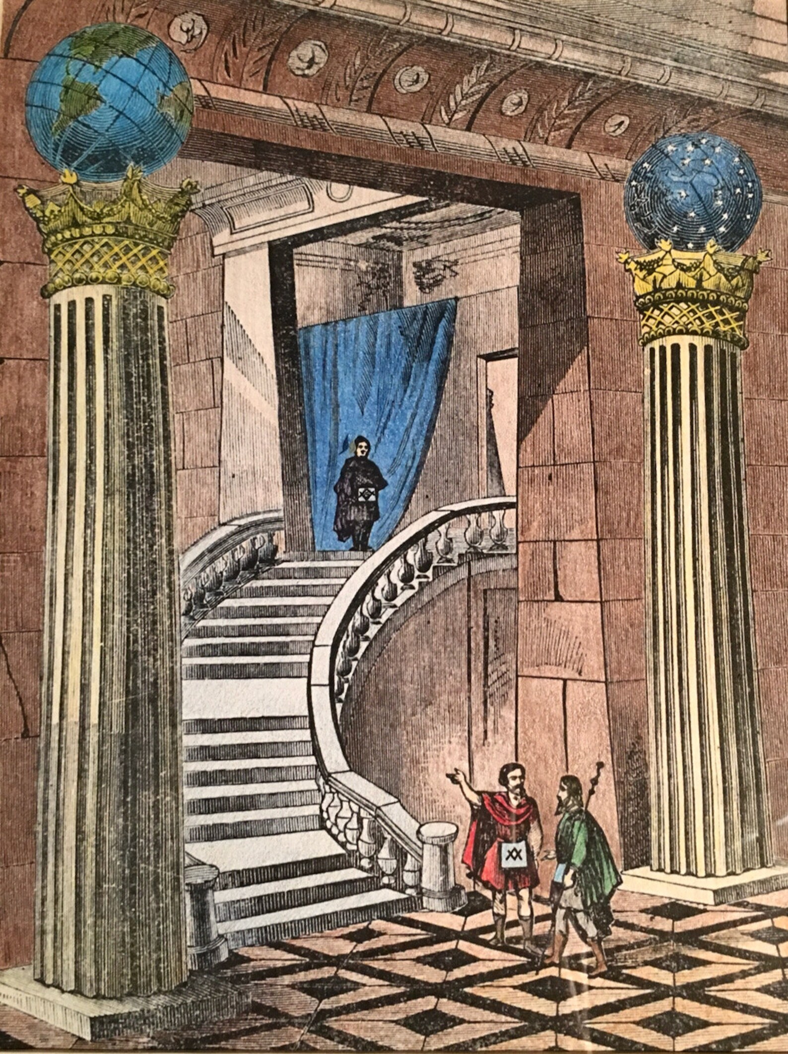 FELLOWCRAFT SECOND DEGREE Masonic Hand Colored Tracing Board Etsy