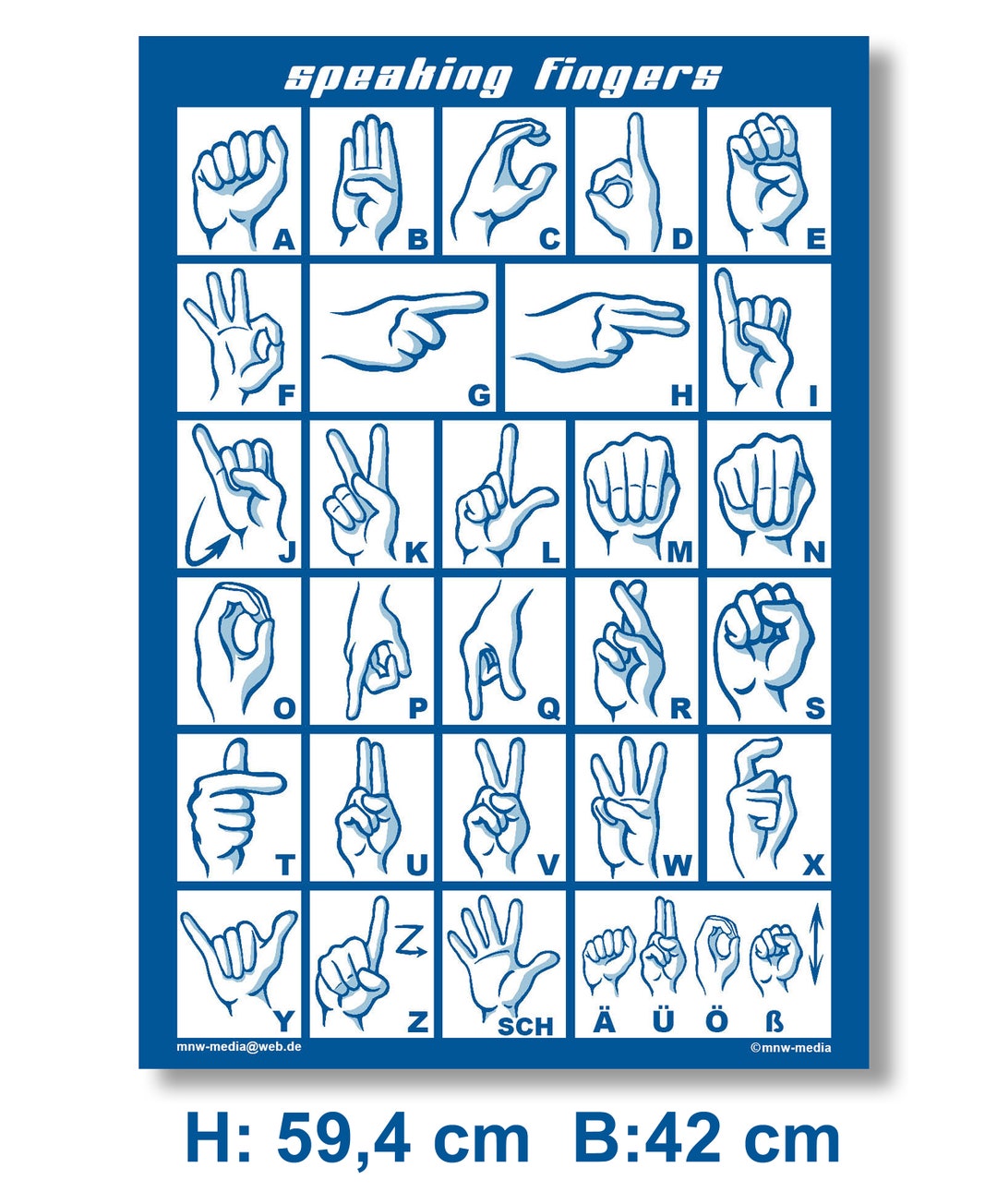 Poster finger Alphabet DIN A2 59.4 X 42 Cm - Etsy