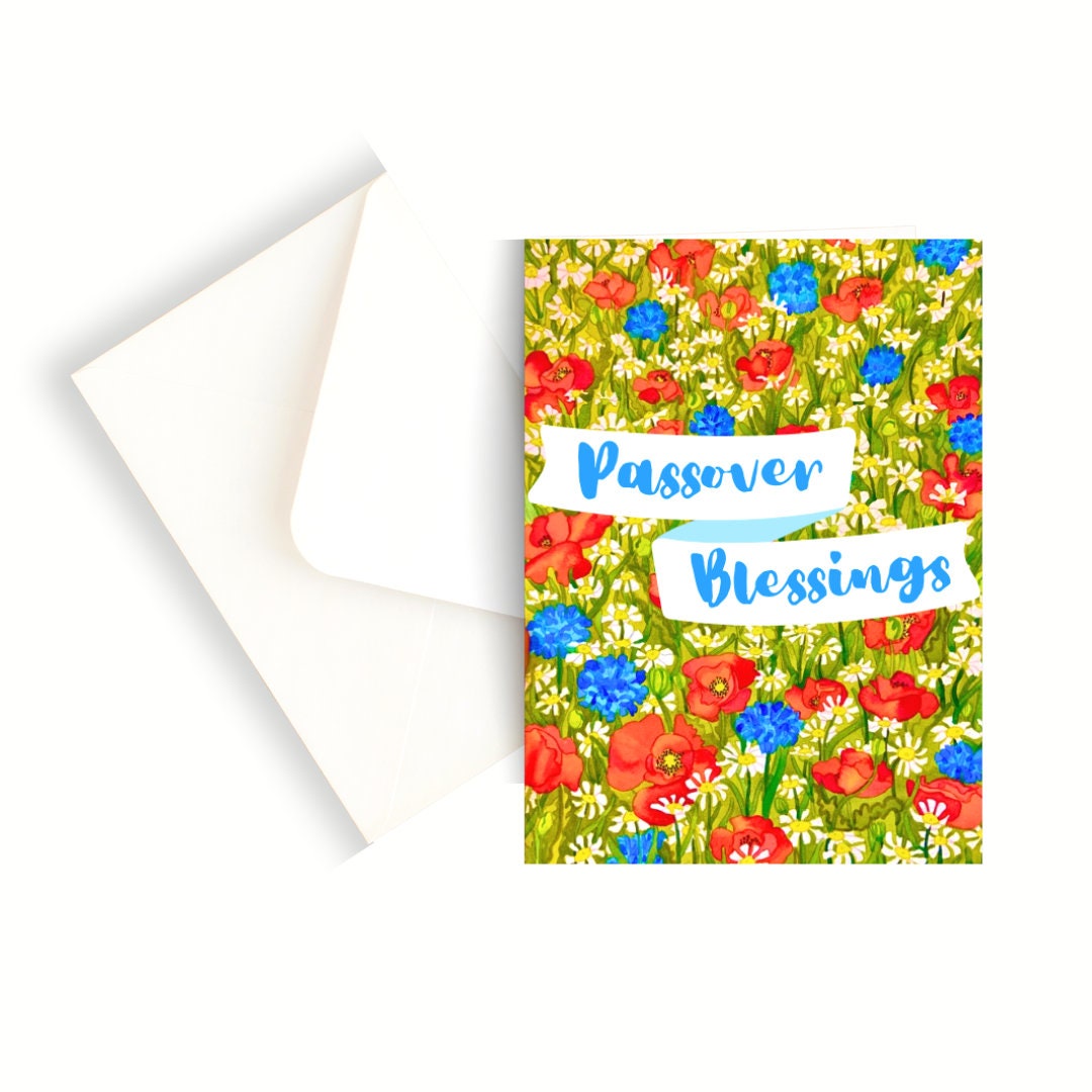 Passover Blessings Watercolor Greeting Card Blank - Etsy