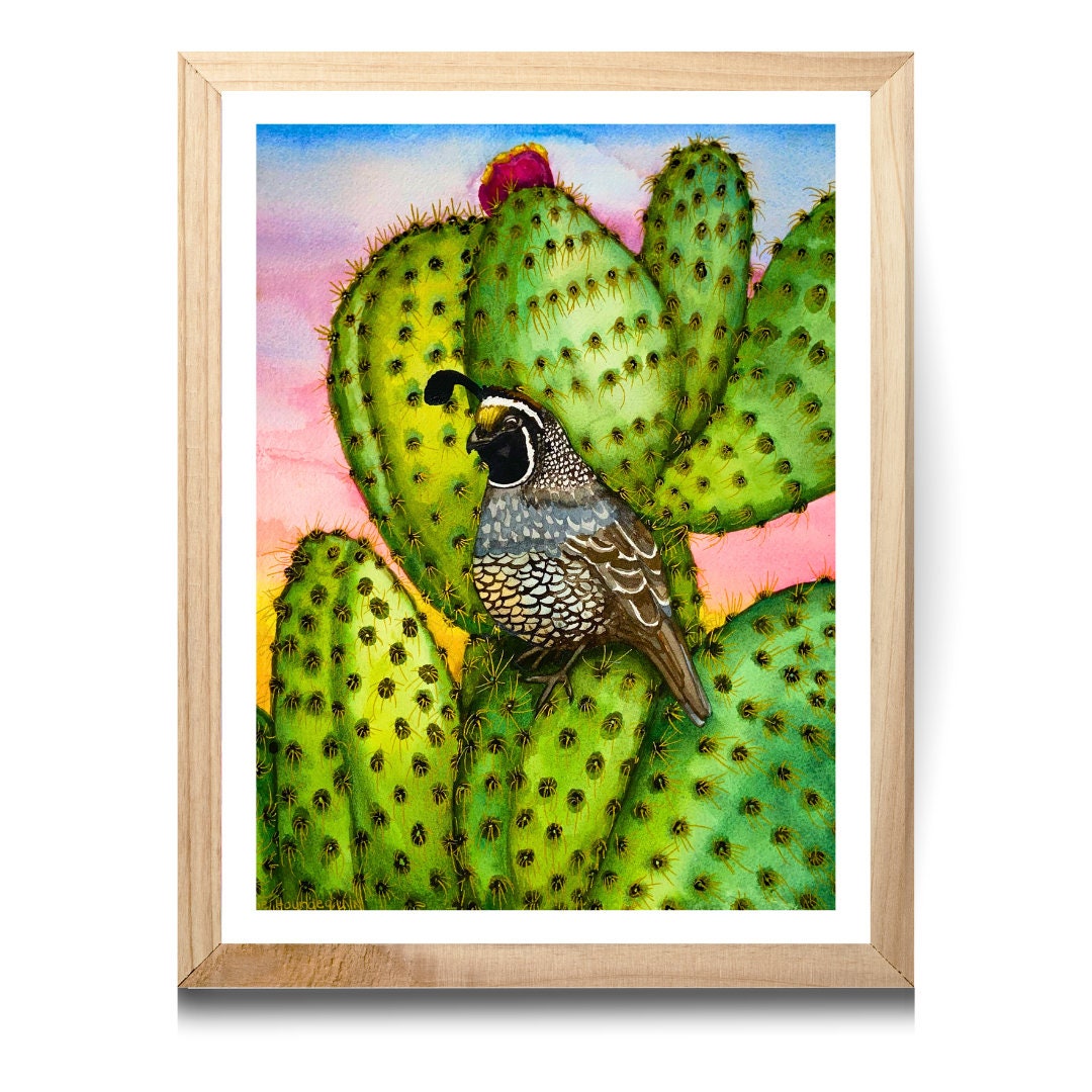 California Quail With Cactus Watercolor Fine Art Giclee Print - Etsy