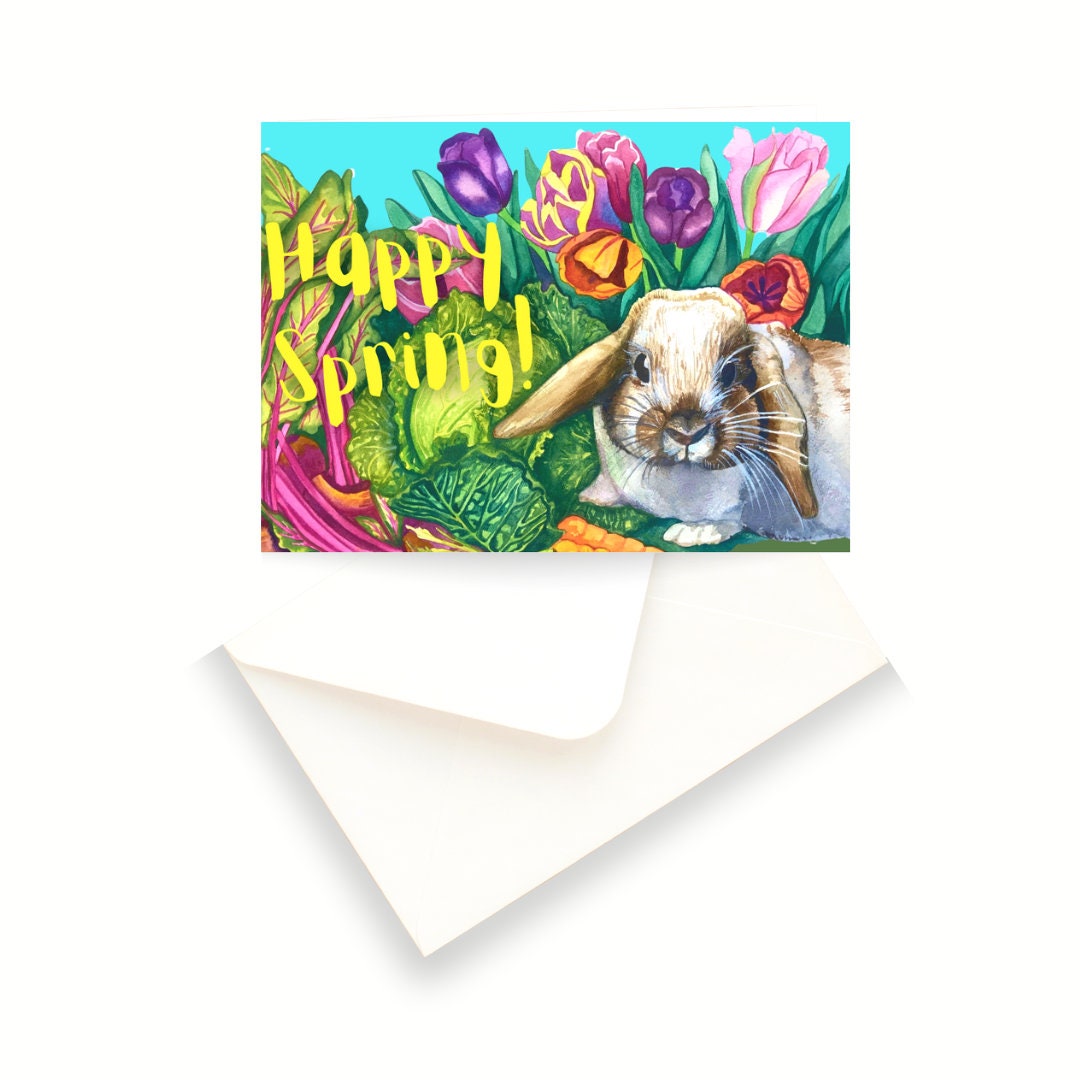 Happy Spring! Watercolor Greeting Card Blank - Etsy