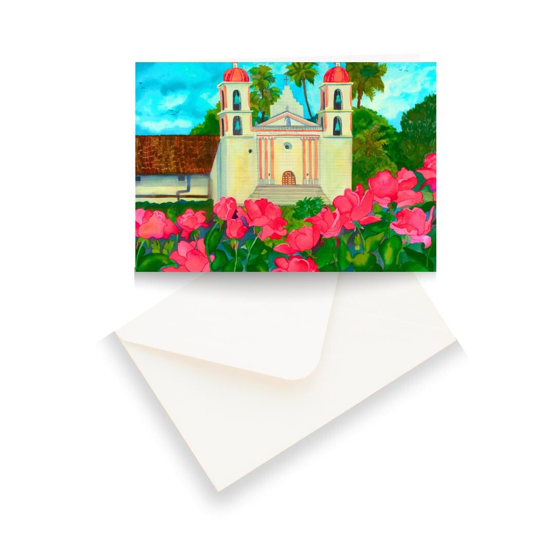 Old Mission Santa Barbara Watercolor Greeting Card Blank - Etsy