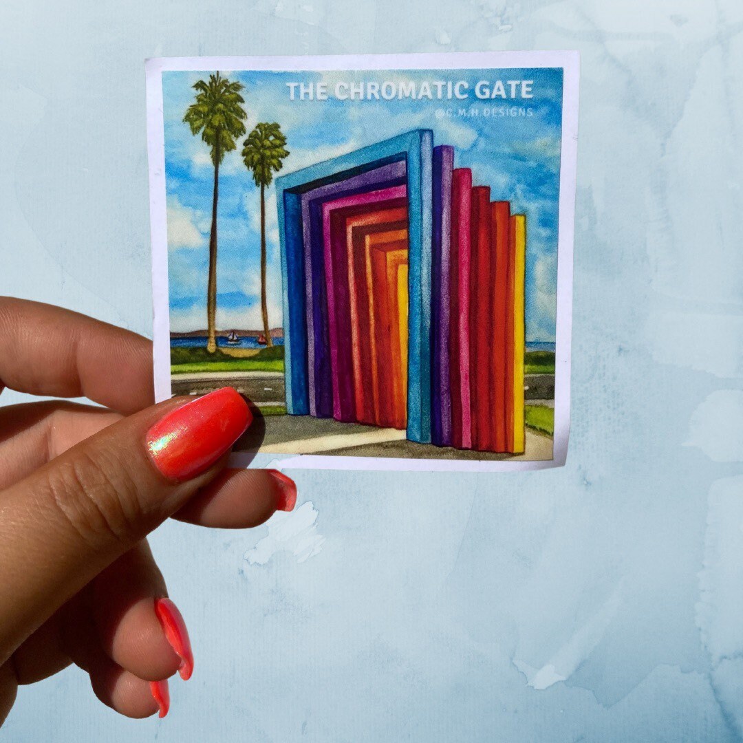 Santa Barbara Chromatic Gate Watercolor Art Sticker - Etsy