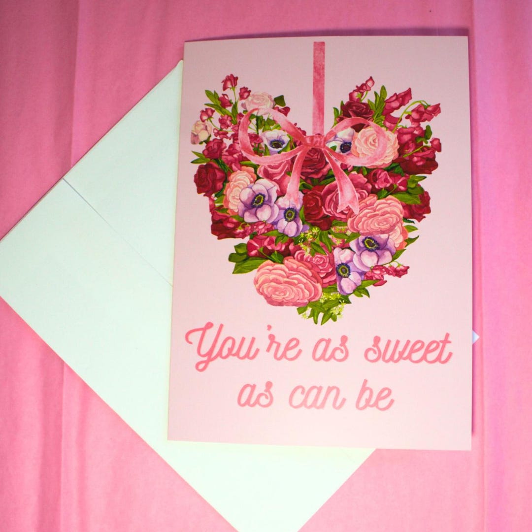 You're as Sweet as Can Be Valentine Watercolor Greeting Card Blank - Etsy