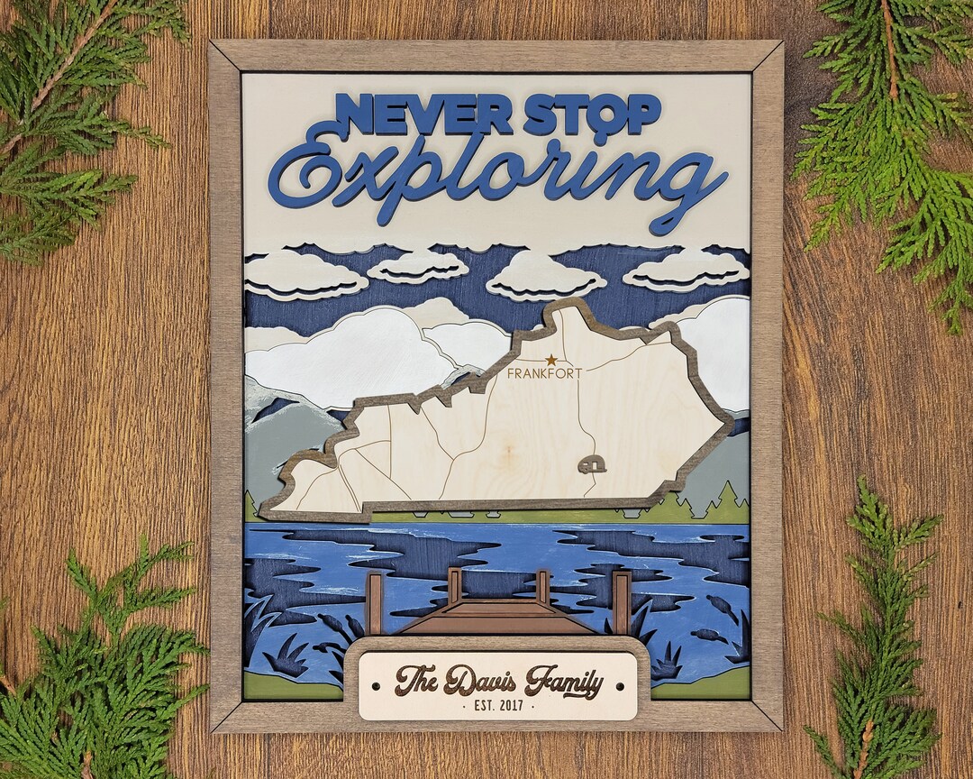 U.S. State Picture Frame W/personalization Option Framed Wooden Wall ...