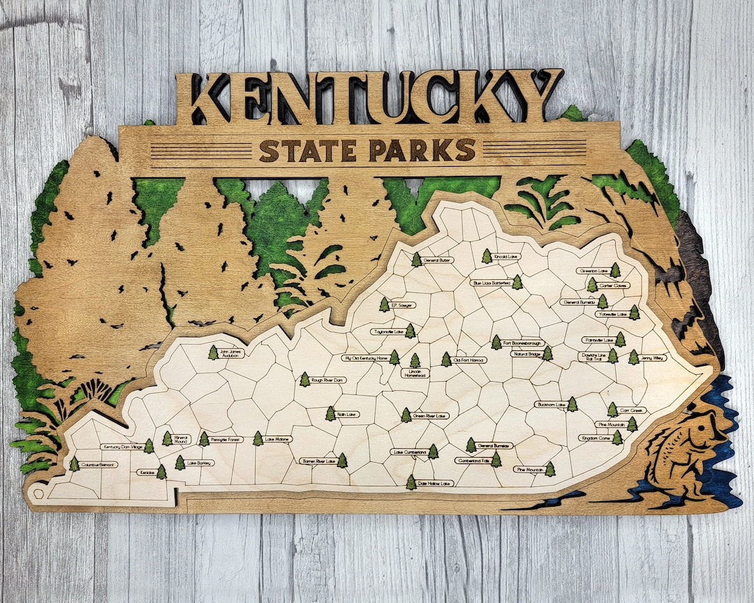 Kentucky State Park Tracker - Personalized Wood State Park Map - My Old ...