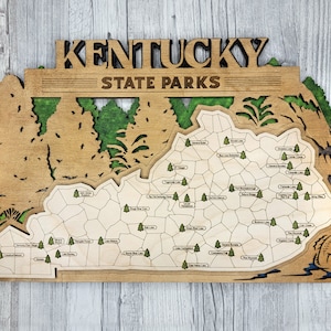 Kentucky State Park Tracker Personalized Wood State Park Map My Old ...