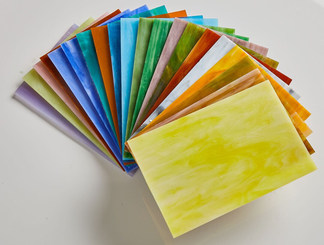 10 Sheets of Stained Glass Sheets, 4x6 Inch Variety Stained Glass Packs ...