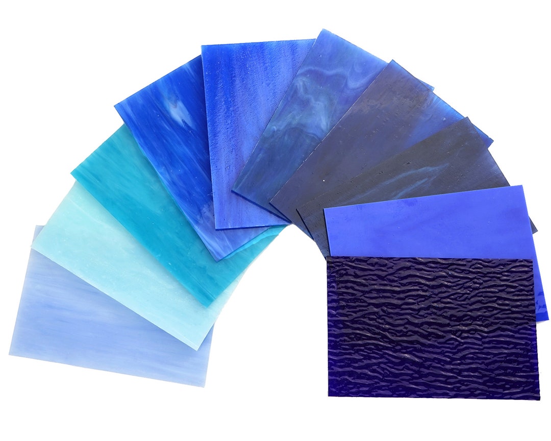 10 Sheets,blue Variety Stained Glass Sheets 4 X 6 Inch Opal Art Glass ...