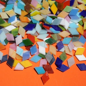 Rhombus Glass Mosaic Tiles Pieces Stained Glass for Crafts, Mixed ...