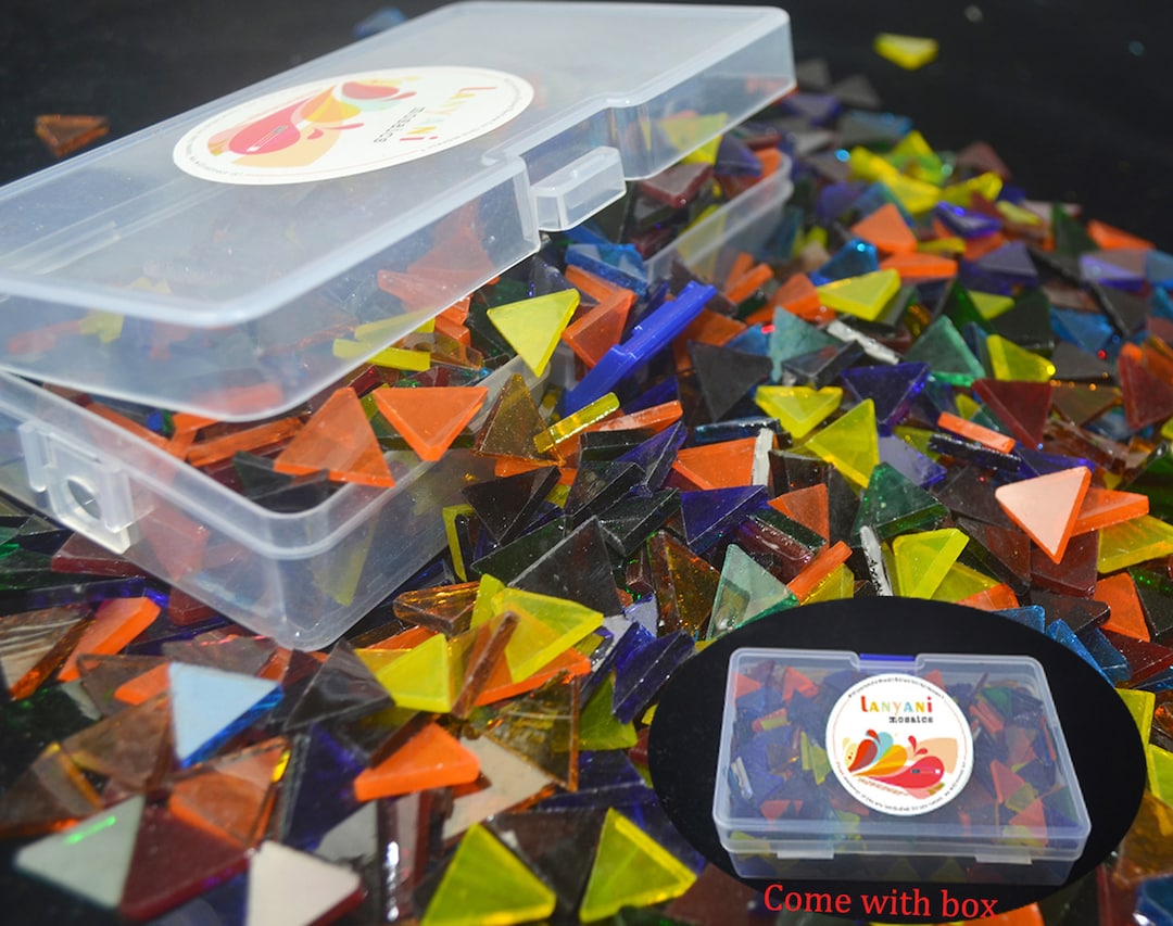 700 Pieces Stained Glass Triangle Mosaic Tiles Cathedral Glass ...