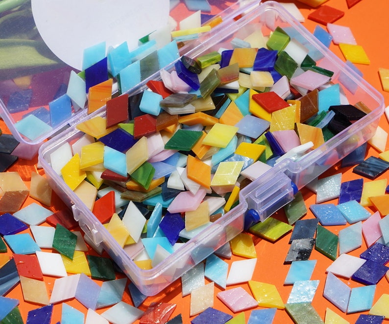 Rhombus Glass Mosaic Tiles Pieces Stained Glass for Crafts - Etsy