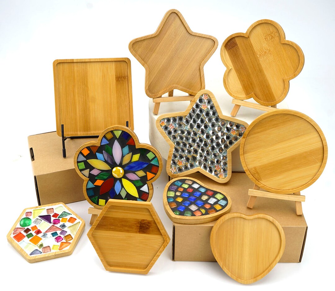 6pcs Wooden Mosaic Base Kit, Assorted Substrates for Mosaic Craft DIY ...