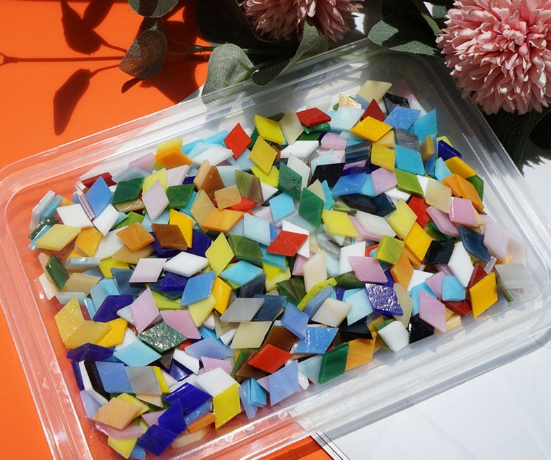 Rhombus Glass Mosaic Tiles Pieces Stained Glass for Crafts - Etsy