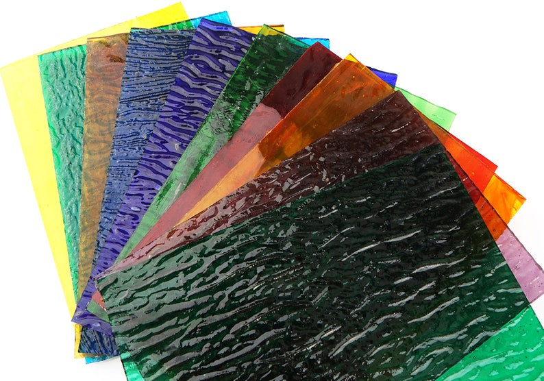 10 Sheets Variety Transparent Stained Glass Sheets Pack, 4 X 6 Inch ...