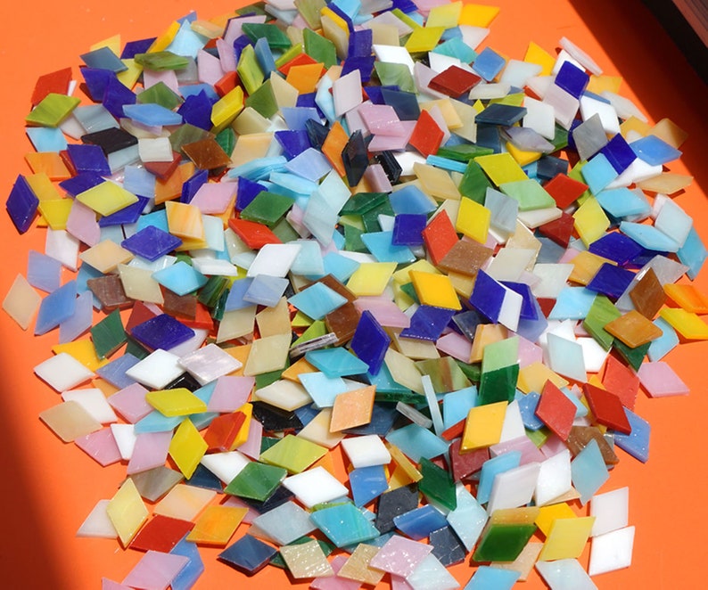 Rhombus Glass Mosaic Tiles Pieces Stained Glass for Crafts - Etsy