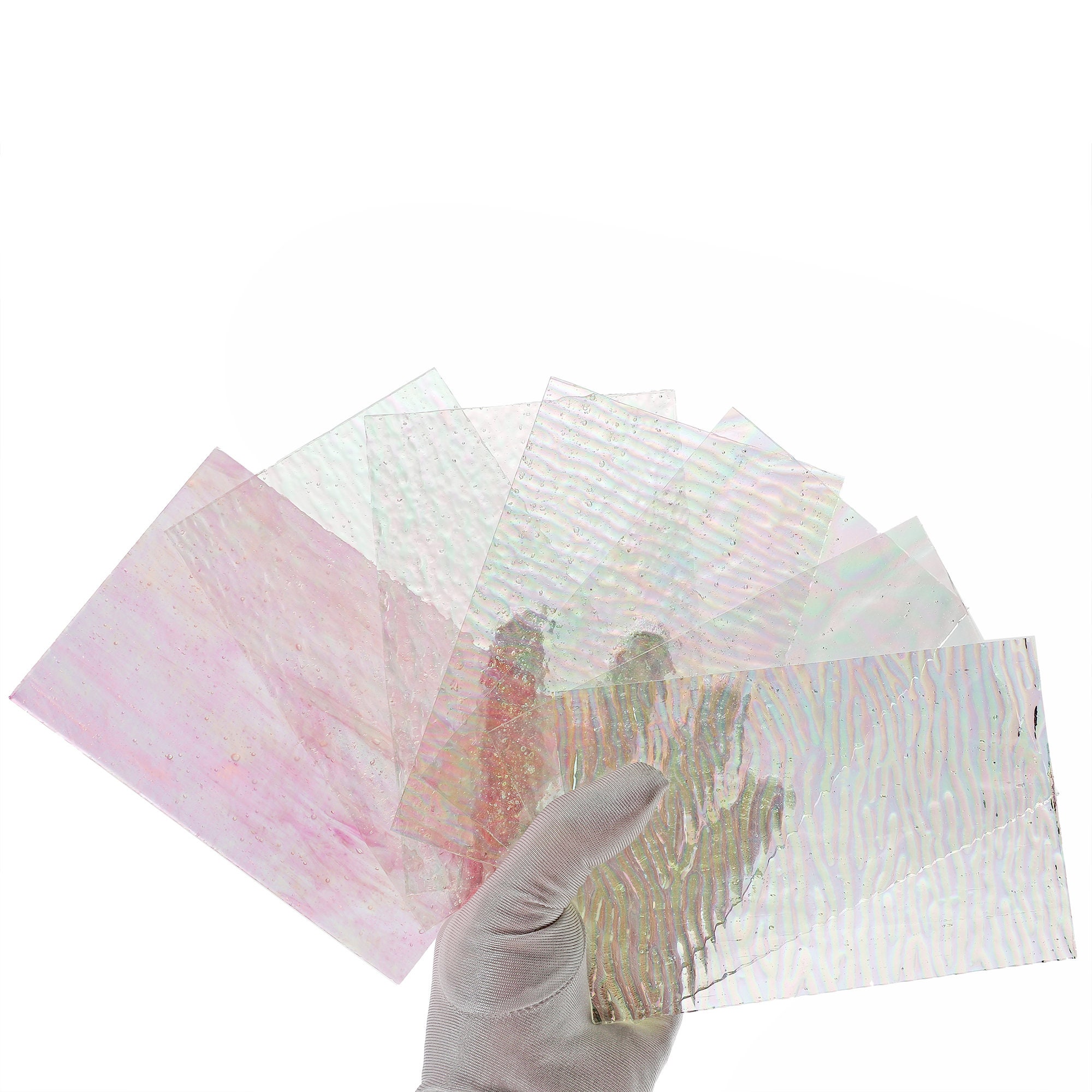 12 Sheets Iridescent Clear Textured Stained Glass Sheets 4x6 | Etsy