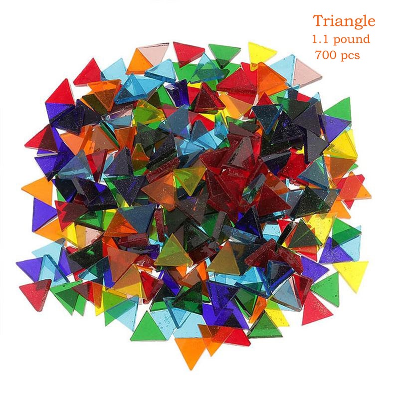 Lanyani Transparent Glass Mosaic Tiles, 4 Shapes Mixed Colored ...