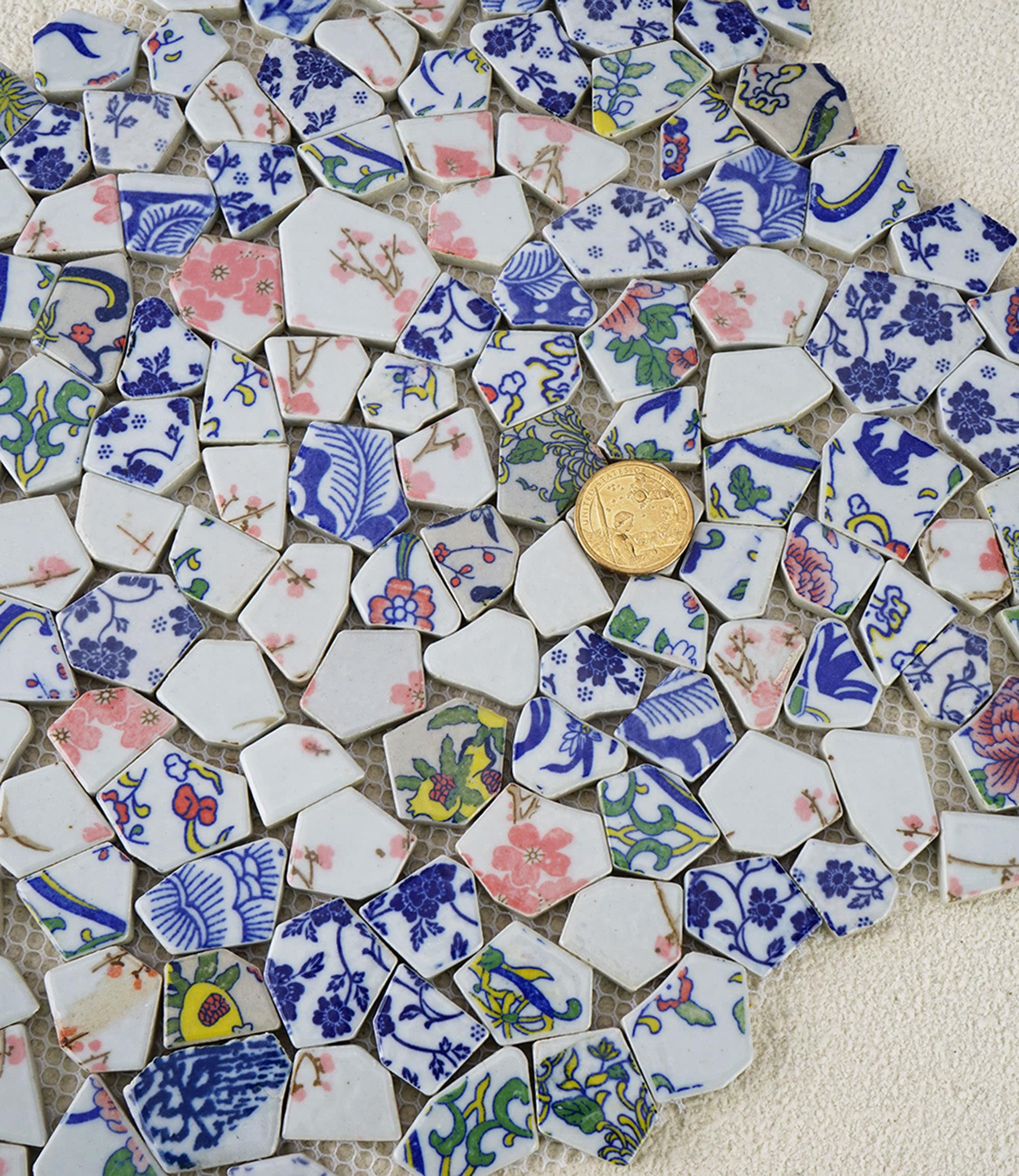 6-Piece Wooden Mosaic Base Set - Assorted Shapes (Round, Heart, Hexagon ...