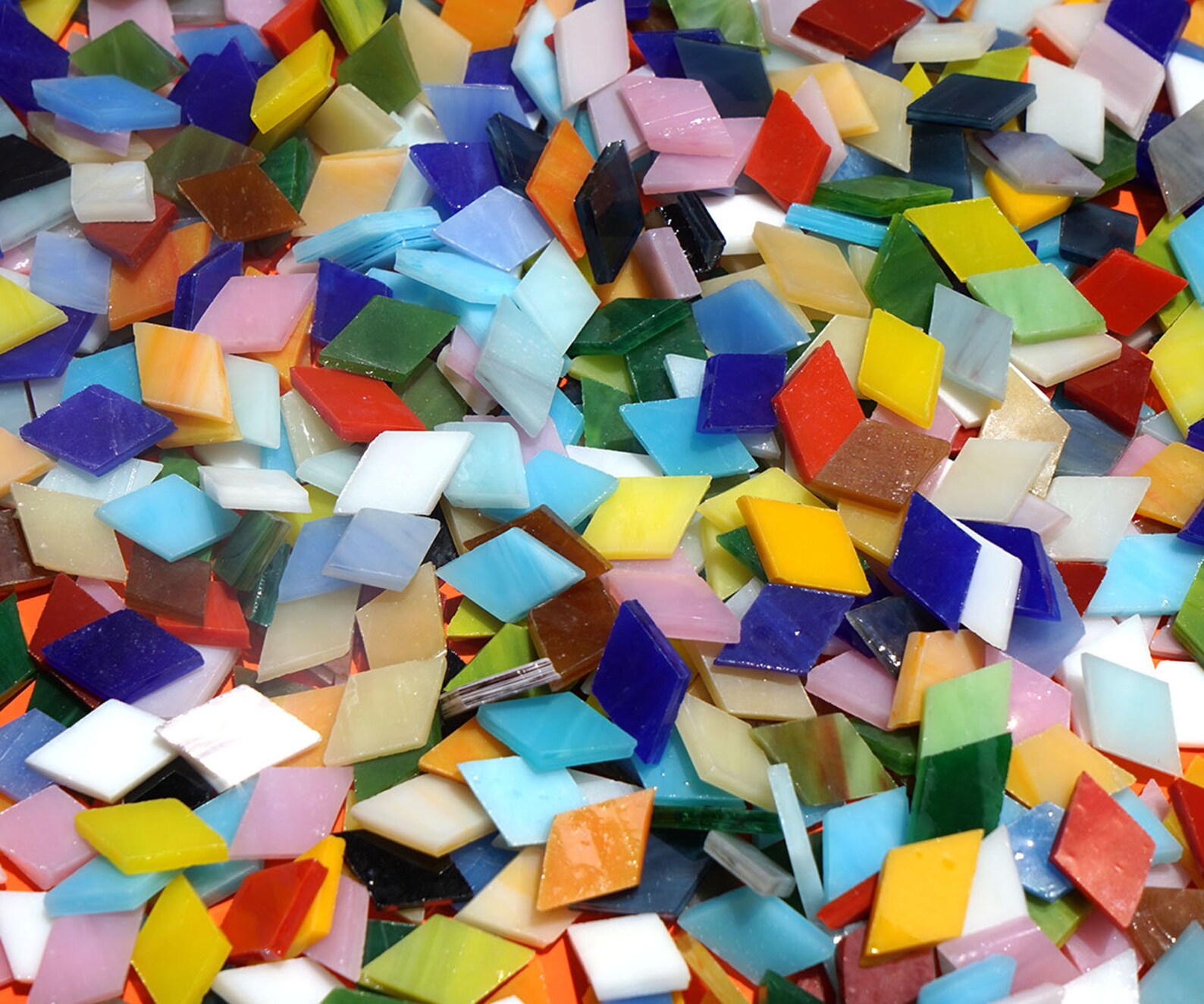 Rhombus Glass Mosaic Tiles Pieces Stained Glass for Crafts, Mixed ...