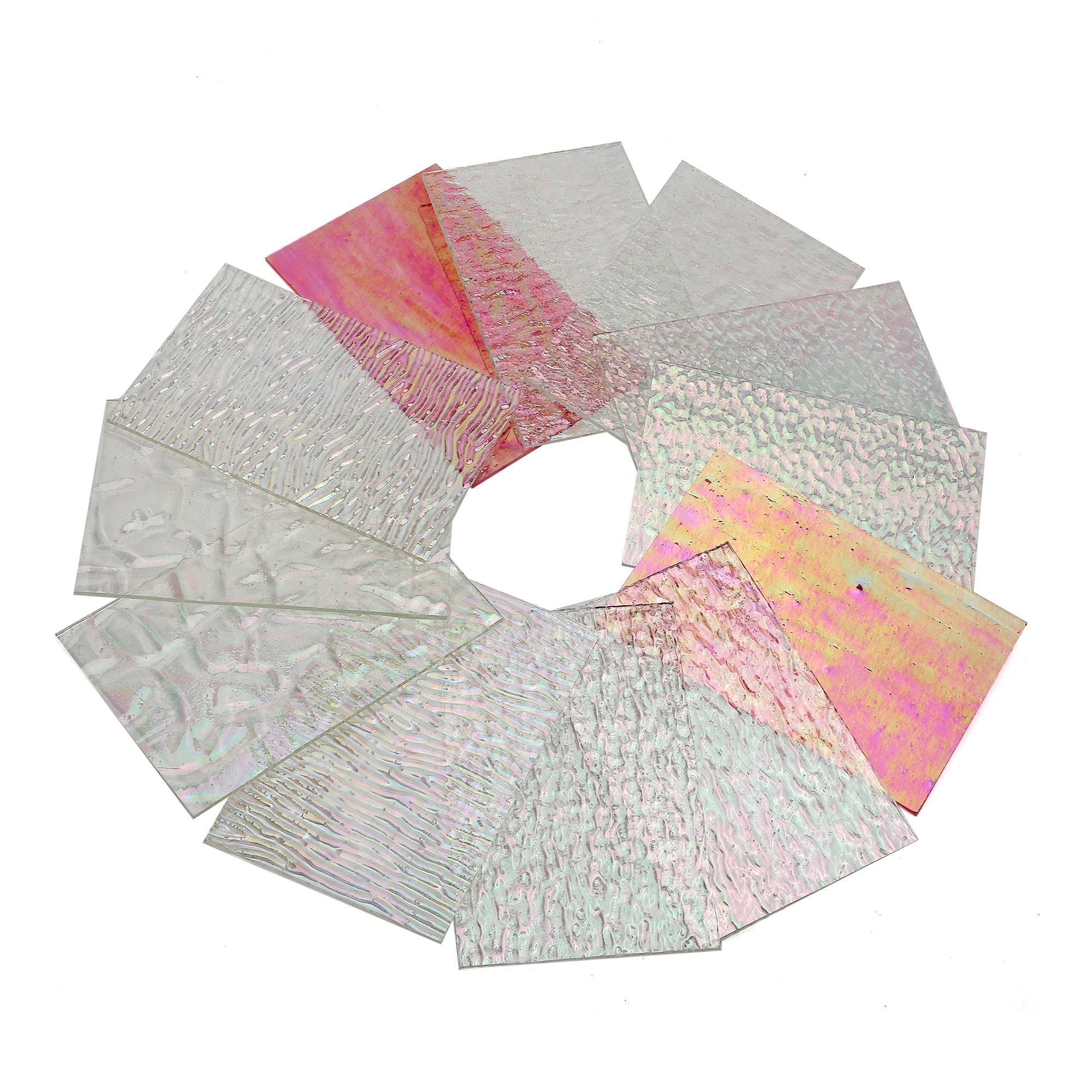 12 Sheets Iridescent Clear Textured Stained Glass Sheets 4x6 | Etsy