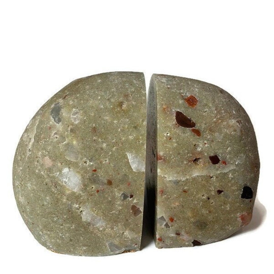 Rare!! Pudding Stone Bookend Set- SMALL / Nature Decor / Stone Decor - Etsy