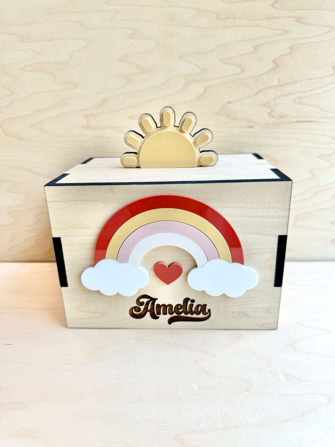 Personalized Maple Wood Rainbow Piggy Bank: Kids Nursery Decor - Etsy
