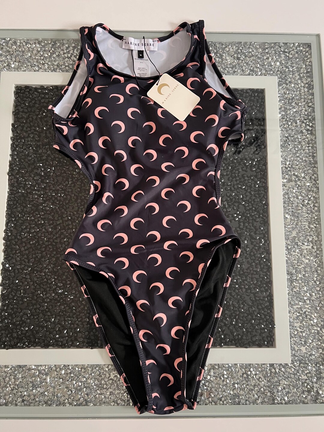 Moon Print Design One Piece Black Swimwear. - Etsy