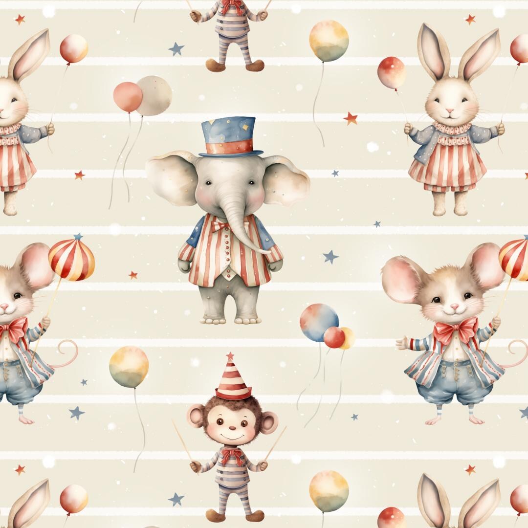 Circus Animals, Exclusive Design, Seamless Fabric Design, Pattern ...