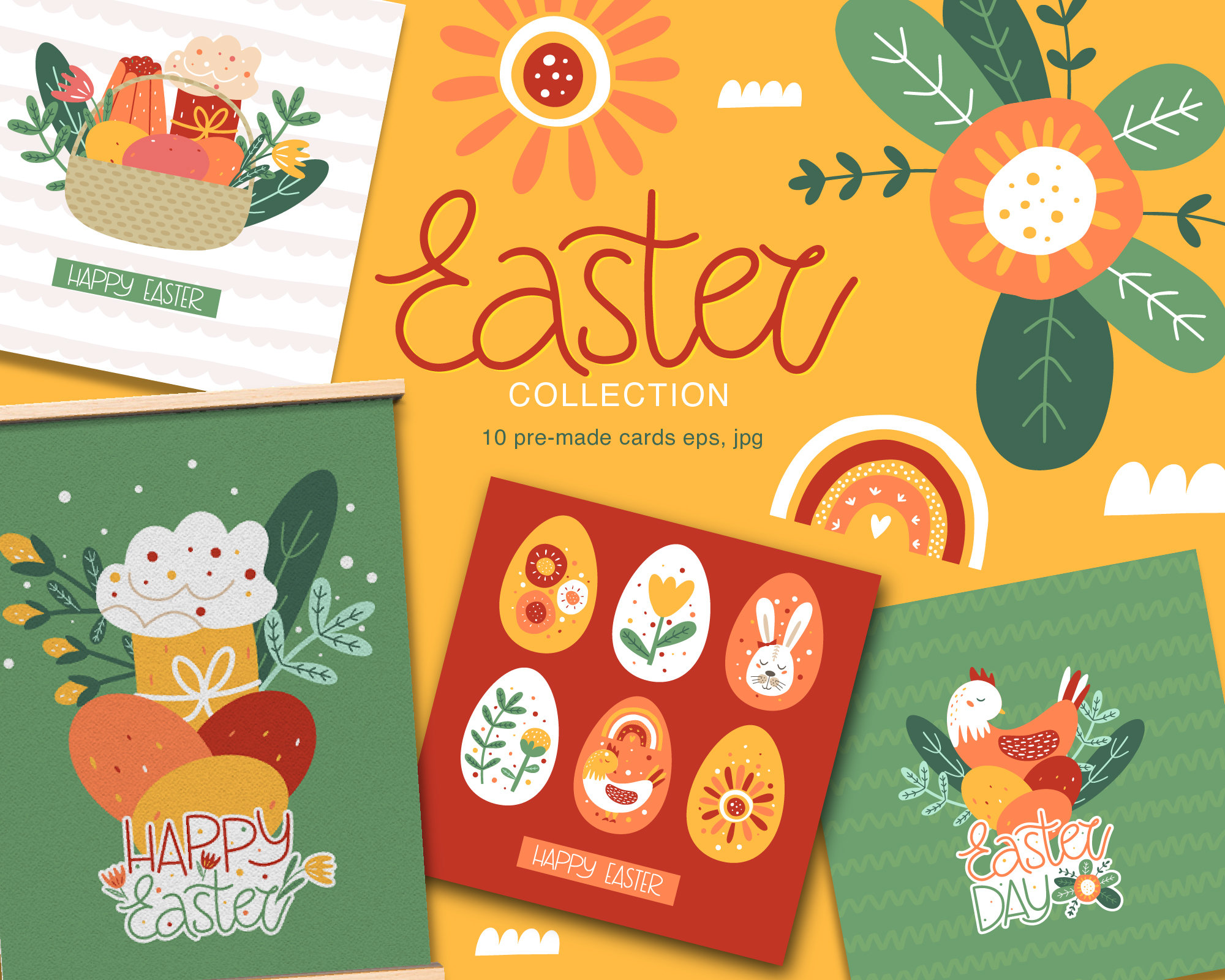 Easter Greeting Card, Digital Cards Design, Commercial Use - Etsy