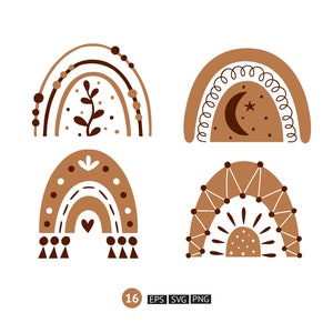 Rainbows Boho Art Print, Rainbows Clipart Svg, Printable Rainbows ...