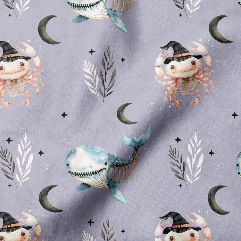 Spooky Lobster and Whale Pattern, Halloween Pattern, Halloween Skeleton ...