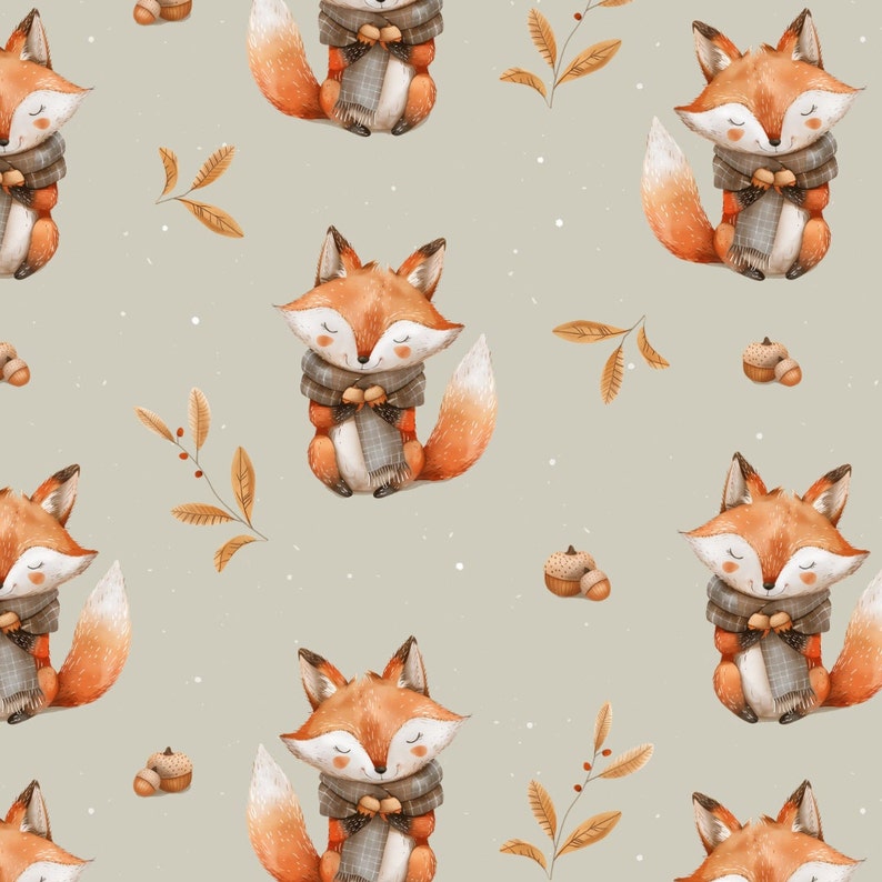Cute Fox, Seamless Fabric Design, Pattern Exclusive Colourway Fox ...