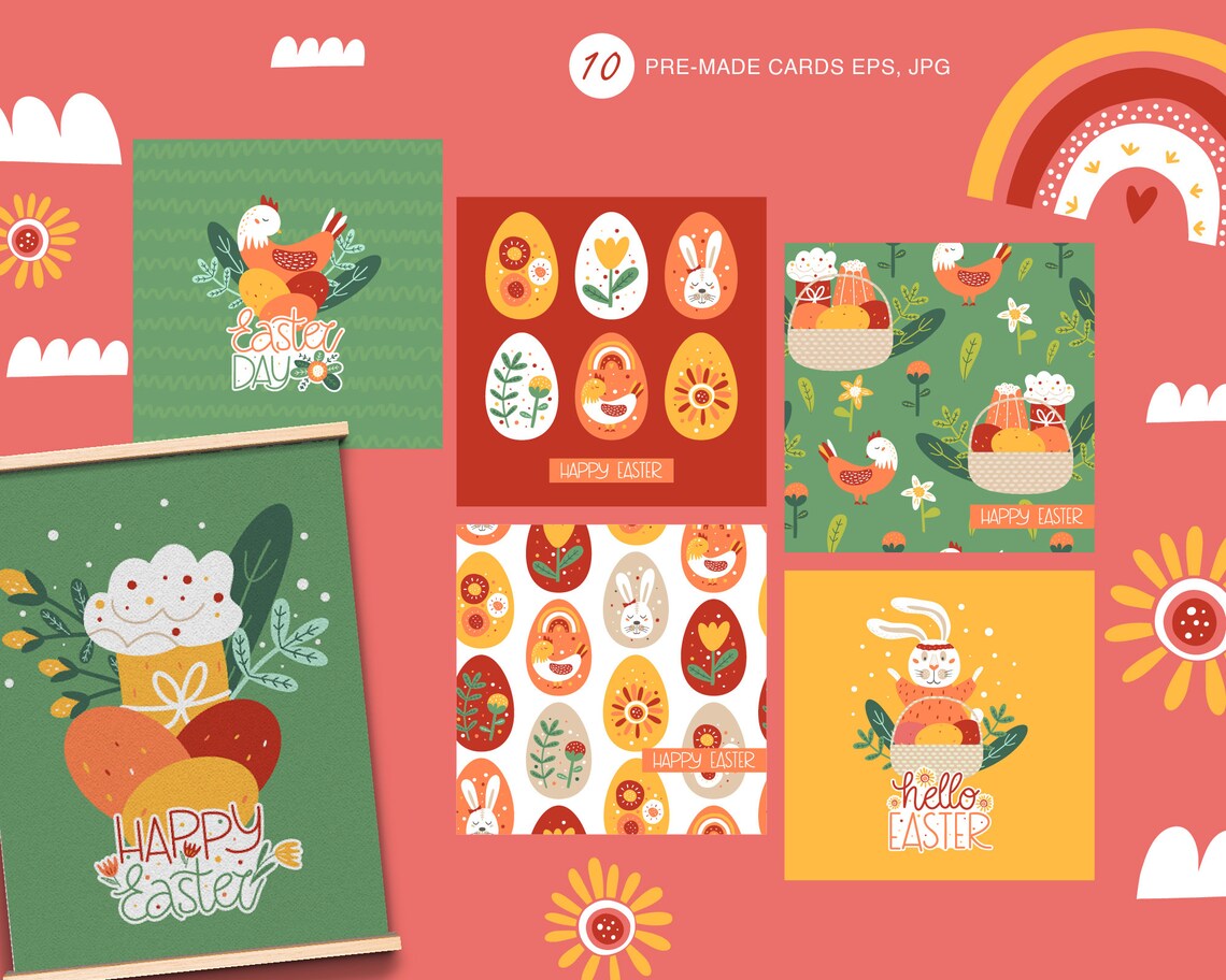 Easter Greeting Card, Digital Cards Design, Commercial Use - Etsy